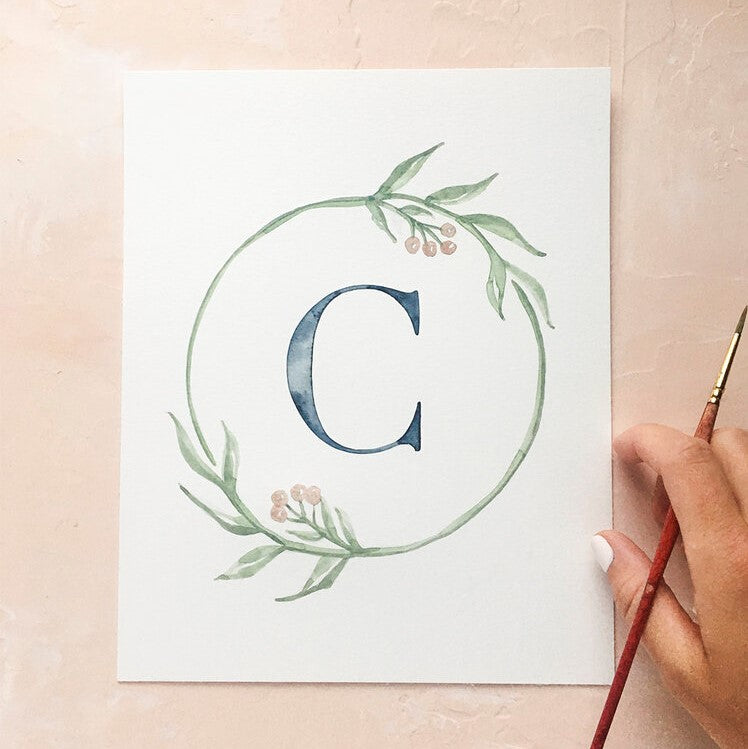 Learn how to paint a simple monogram wreath with me! – Emma Allen ...